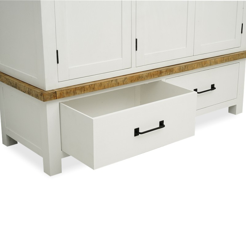 Cavendish Abbley Wardrobe 3 Doors Latte & White Brushing Acacia In Pine