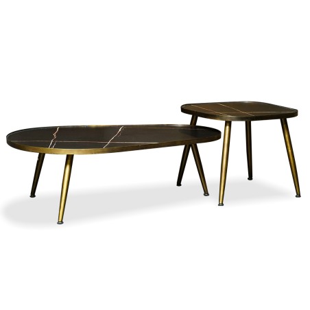 Bella Casa Rave Set of 2 Coffee Tables With Gold Metal Base