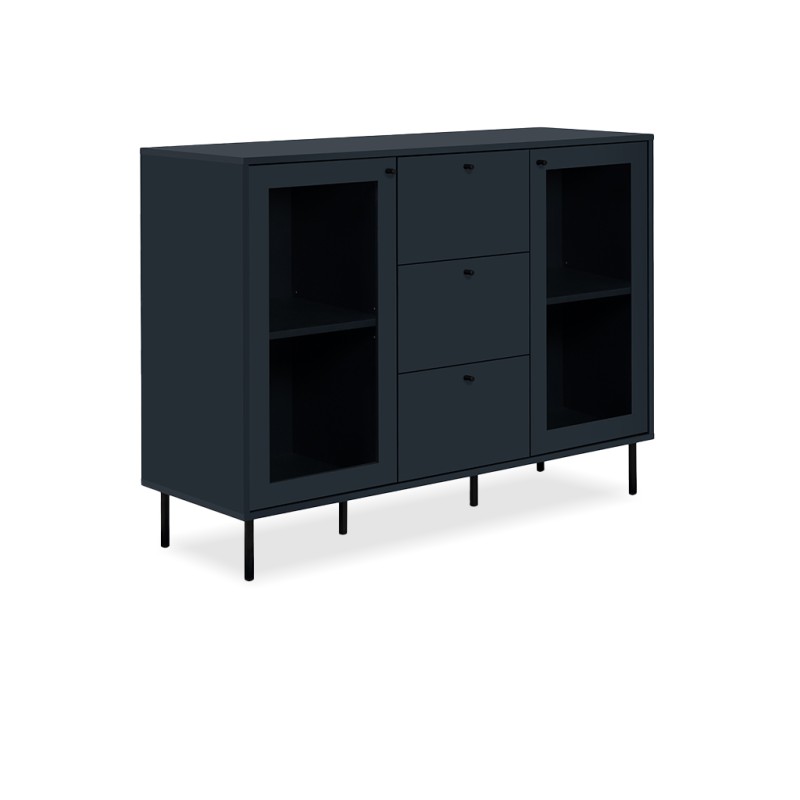 Bella Casa Caracas Sideboard 2 Drs With Glass Frame And 2 Drawers Navy Blue