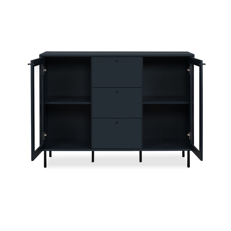 Bella Casa Caracas Sideboard 2 Drs With Glass Frame And 2 Drawers Navy Blue