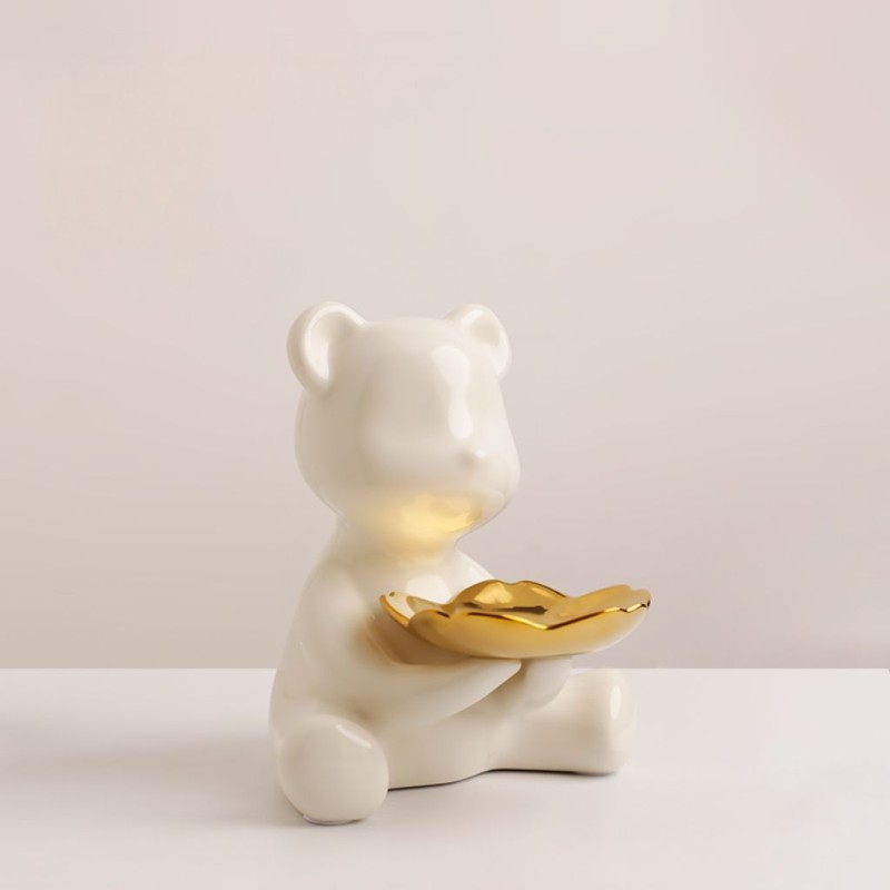 Cavendish Table Deco Medium White Bear Ceramic White - BT-ZMH50