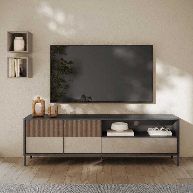 Bella Casa Everest Low TV Cabinet With 2 Doors Lava & Clay