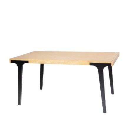 Bella Casa Lucia Dining Table Natural Top Mat Black Legs